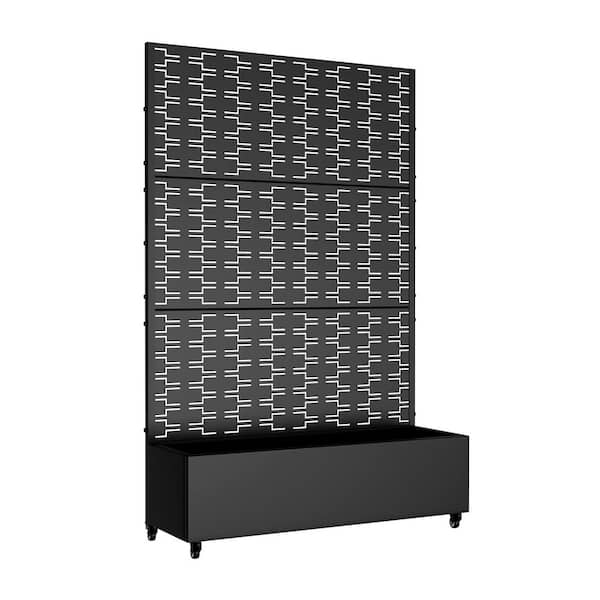 PexFix 73 in. H x 47 in. W Black Metal Rectangle Wall Planter Box with ...