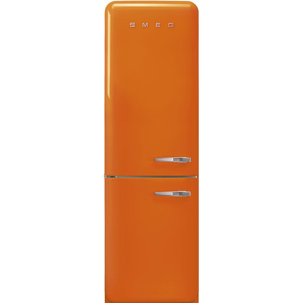 smeg FAB32 Retro 60cm Refrigerator w/ Bottom-Freezer. Orange. Left ...