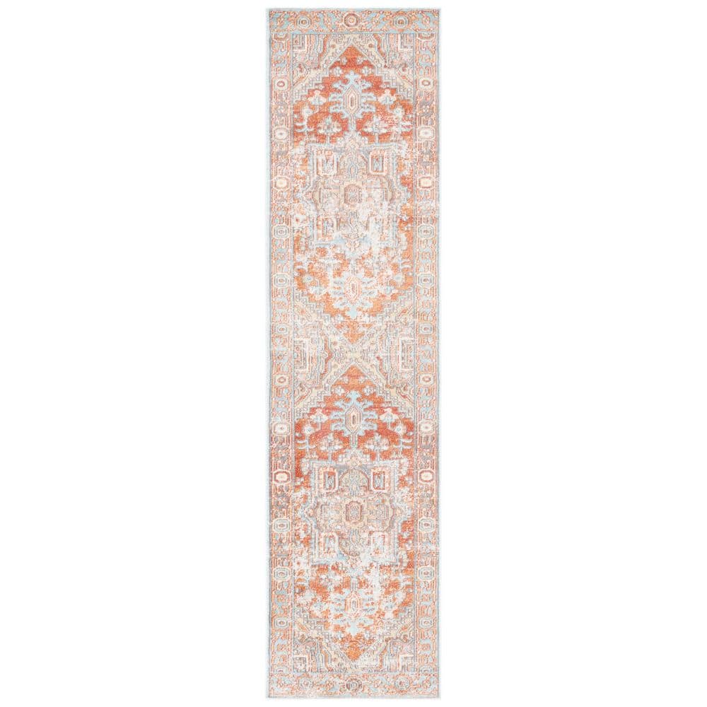 SAFAVIEH Aria 2 ft. x 12 ft. Rust/Taupe Garden Medallion Runner Rug ...