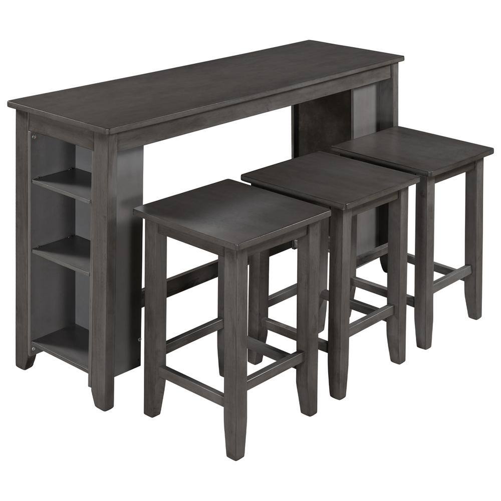 Wateday 4-Piece Rectangular Wood Top Gray Dining Table Set YJ-YUKI9595554