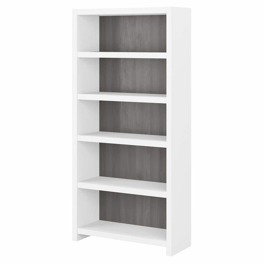 Bush Furniture Echo 31.61 in. Wide Pure White/Modern Gray 5 Shelf ...