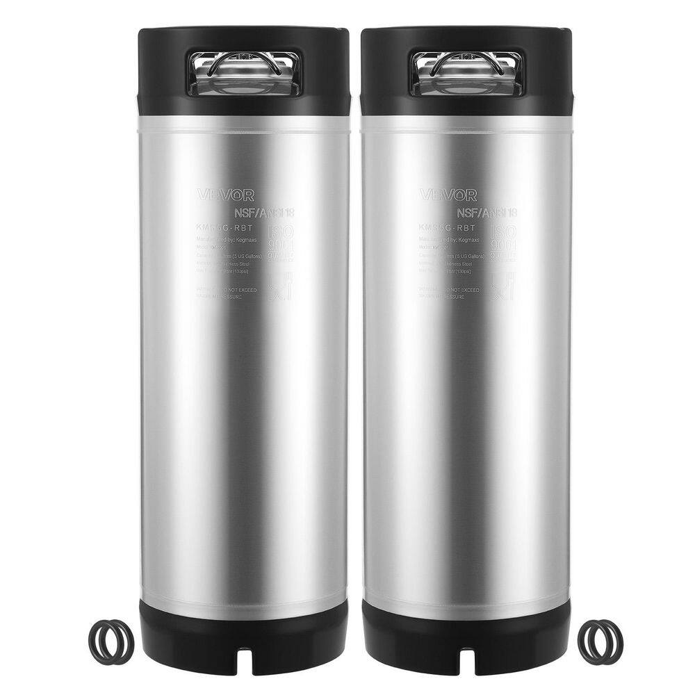 VEVOR Corny Keg, 5 Gal. Ball Lock Keg, SUS304 Cold Brew Kegs with Dual ...