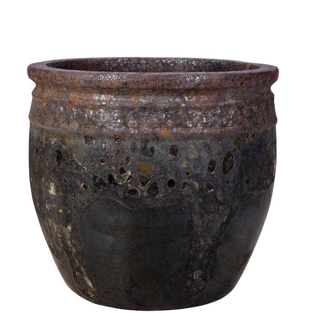15 in. x 14 in. Individual Ceramic Coin Pot Volcanic Rust/Black DG-122C ...