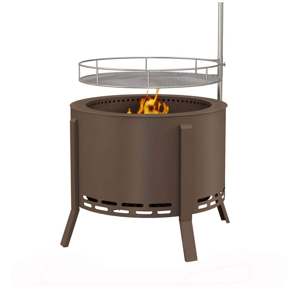 Zeus & Ruta 28.25 in. H Bronze 2-in-1 Smokeless Fire Pit 19 in ...
