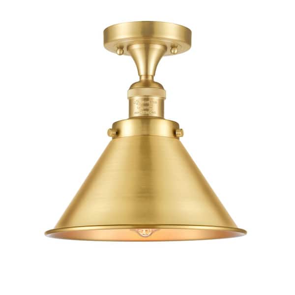 Innovations Briarcliff 10 in. 1-Light Satin Gold Semi-Flush Mount with ...