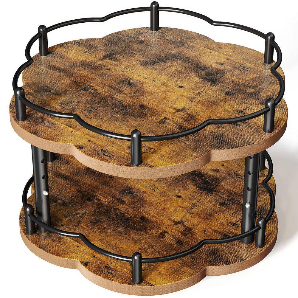 Numhew 2-Tier Brown and Black Adjustable Height Lazy Susan, Spice Rack ...