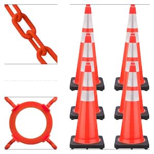 VEVOR 30 in. Traffic Cones PVC Orange Safety Cone with Reflective ...