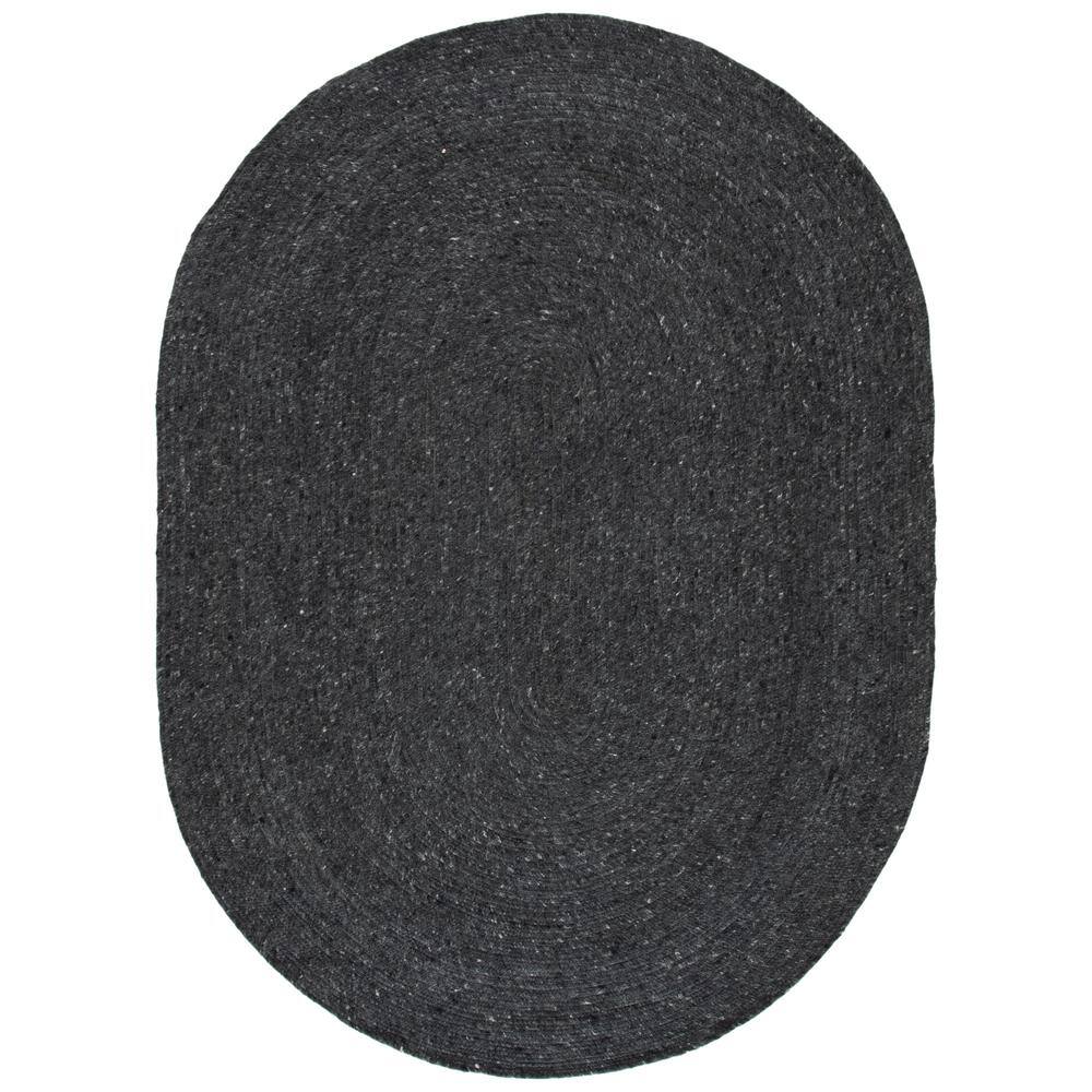 SAFAVIEH Braided Black 8 ft. x 10 ft. Oval Speckled Solid Color Area ...