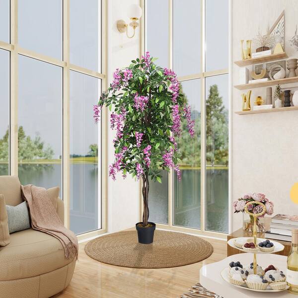 ANGELES HOME 6 ft. Green and Purple Indoor Outdoor Decorative ...