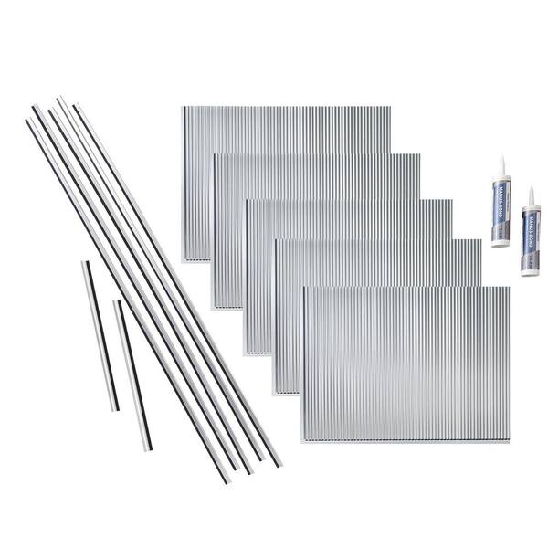 Fasade Rib 18 in. x 24 in. Brushed Aluminum Vinyl Decorative Wall Tile ...