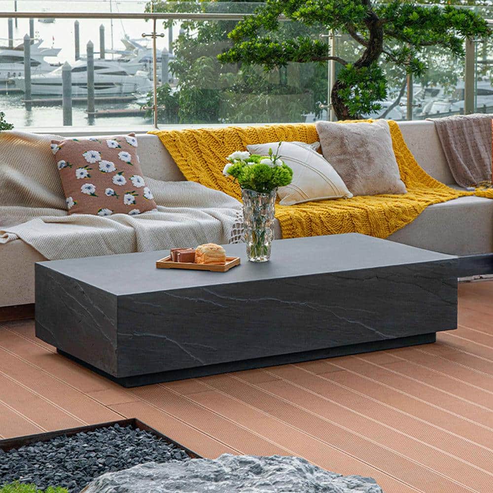 Sol Living Elementi Colorado 14 in. Slate Black Rectangle Concrete ...