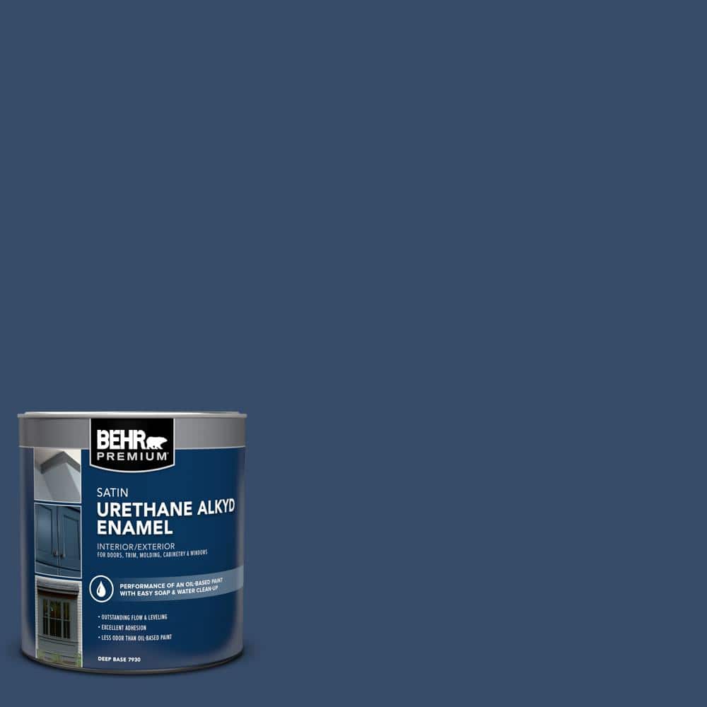 BEHR PREMIUM 1 qt. #580D-7 Deep Royal Satin Enamel Urethane Alkyd ...