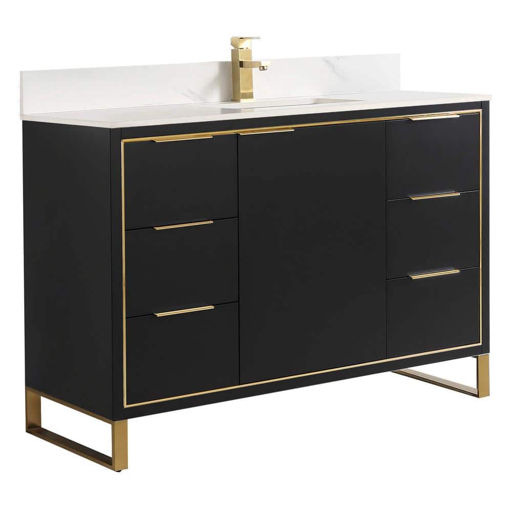 FINE FIXTURES Opulence 48 in. W x 18 in. D x 33.5 in. H Single Sink ...