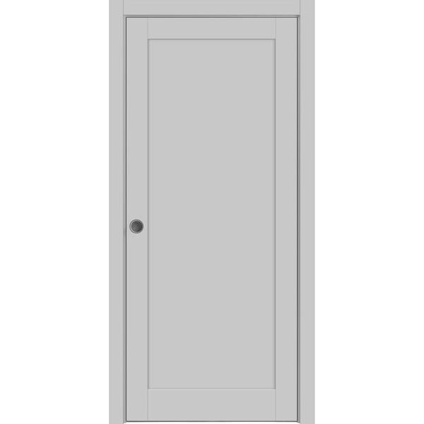Sartodoors 32 in. x 80 in. 1 Panel Matte Grey Finished Solid MDF ...