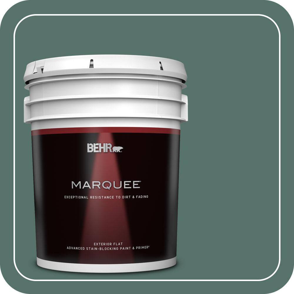 BEHR MARQUEE 5 gal. #480F-6 Shaded Spruce Flat Exterior Paint & Primer ...