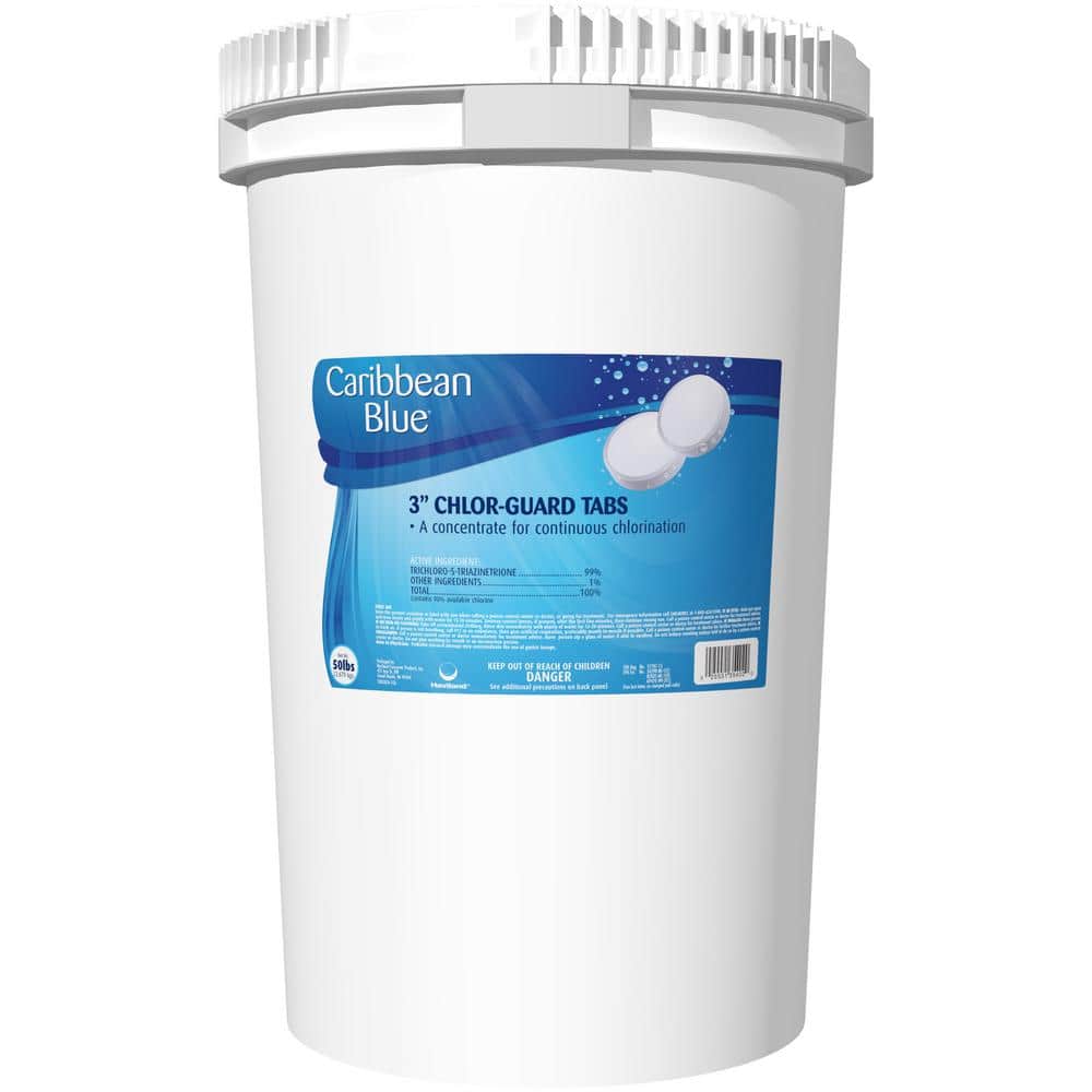 CARIBBEAN BLUE 50 lbs. 3 in. Chlor-Guard Pool Tablets C008273-PL50 ...