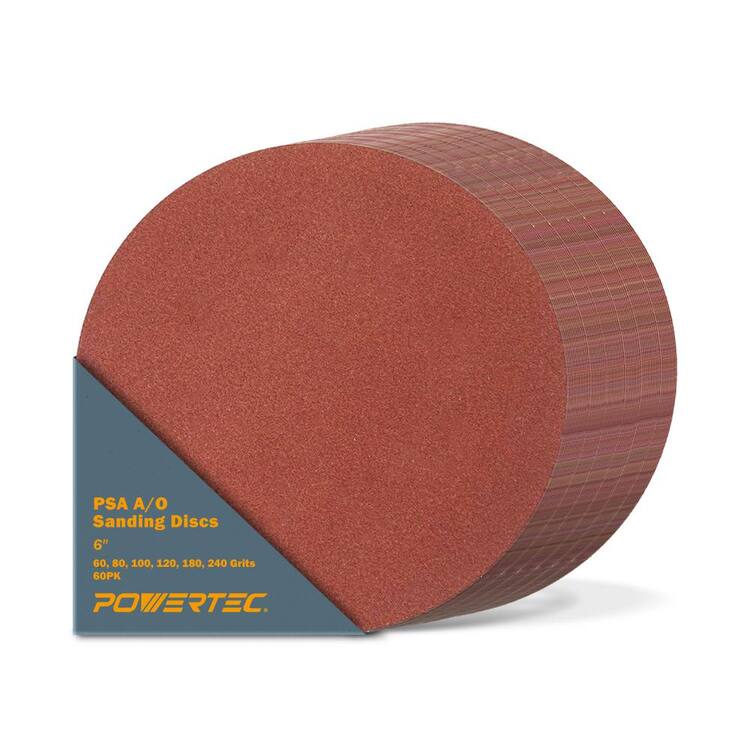 POWERTEC 110261 6-inch PSA Aluminum Oxide Adhesive Sanding Disc 10 pcs ...