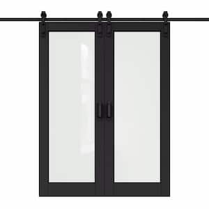 EH PUERTA 56 in. x 80 in. 5-Lite Frosted Glass Black Finished MDF No ...
