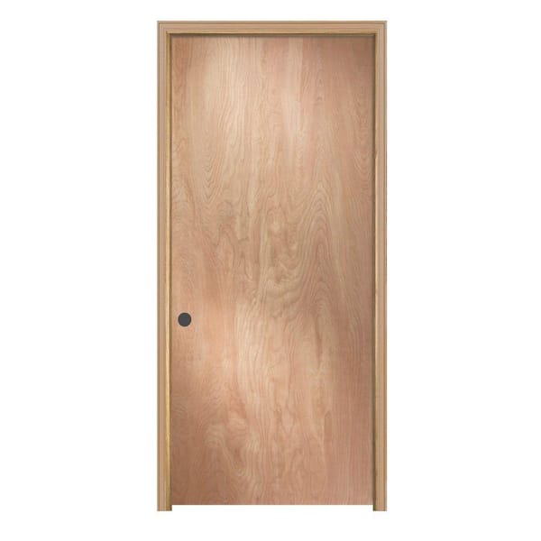JELD-WEN Woodgrain Flush Unfinished Birch Single Prehung Interior Door ...