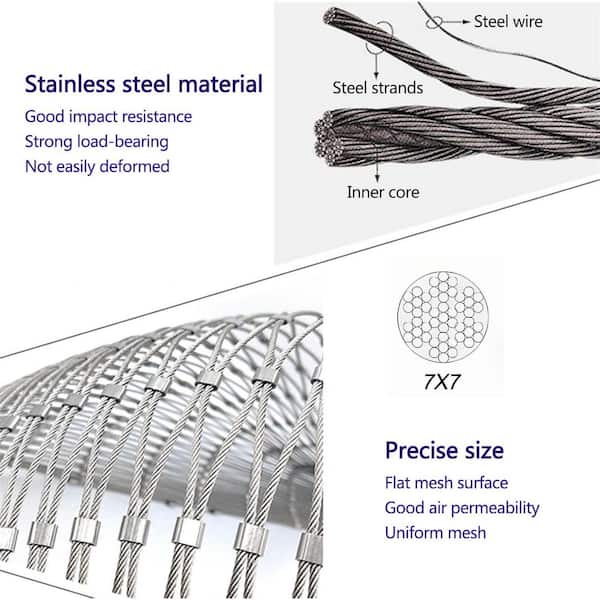 Stair Safety Net 304 Stainless Steel Rope Mesh - 1.5mm Rope, 6cm Mesh ...