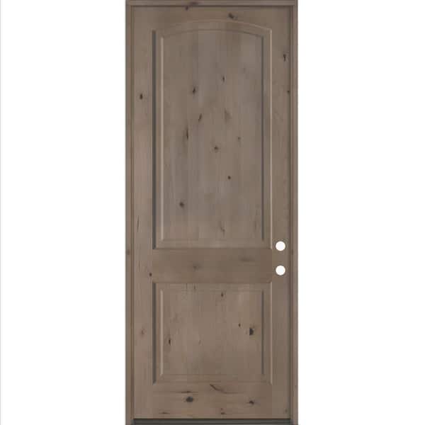 Krosswood Doors 36 in. x 96 in. Rustic Knotty Alder 2-Panel Arch Top ...