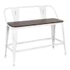 Lumisource Oregon 26 in. Counter Height Bench in Vintage White Metal ...