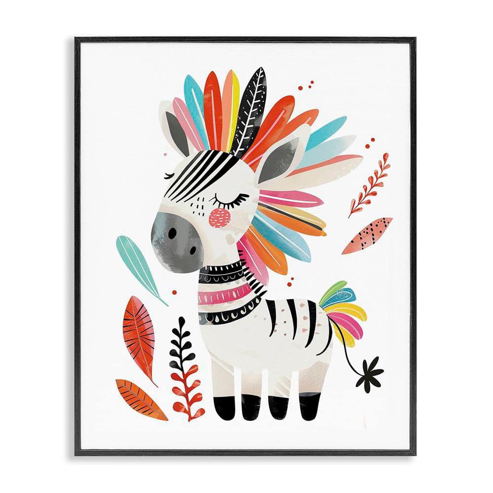 Stupell Industries Rainbow Blooms Zebra by LSR Design Studio Black ...