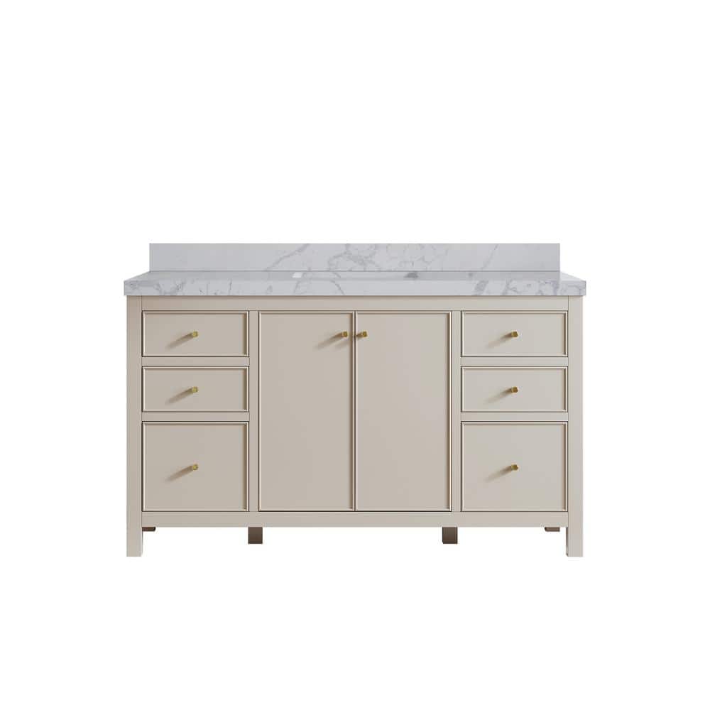 Willow Collections Chicago 60 in. Single Sink Freestanding Fine Grain ...