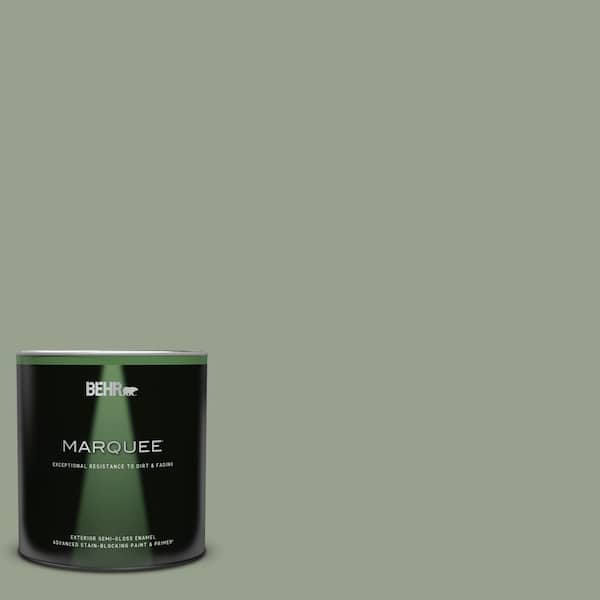 BEHR MARQUEE 1 qt. #N390-4 Bitter Sage Semi-Gloss Enamel Exterior Paint ...