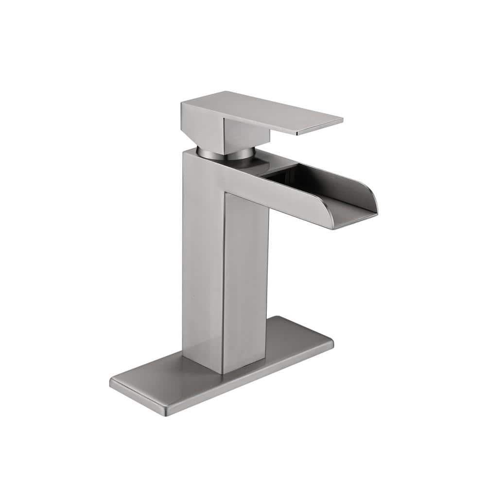 Pdpbath Single Handle Single Hole Waterfall Spout Bathroom Faucet with ...