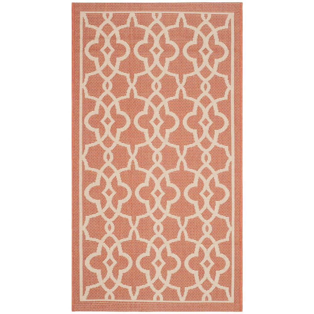 SAFAVIEH Courtyard Terracotta/Beige 3 ft. x 5 ft. Border Indoor/Outdoor ...