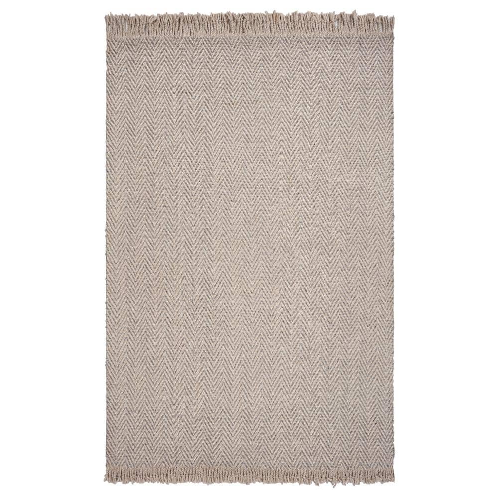MILLERTON HOME Cyra Oatmeal 8 ft. x 10 ft. Chevron Coastal Hand-Woven ...