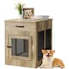 FUFU&GAGA 1-Drawer Beige Wood Nightstand Crate Furniture With Storage ...