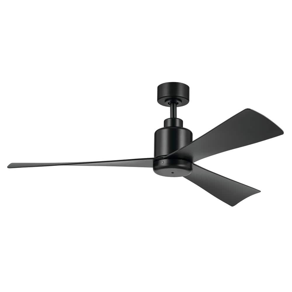 KICHLER True 52 in. Indoor/Outdoor Satin Black Downrod Mount Ceiling ...