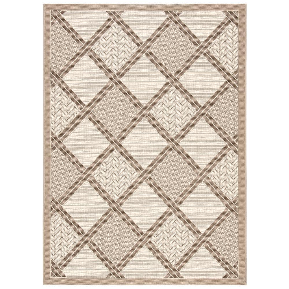 SAFAVIEH Courtyard Beige/Dark Beige 4 ft. x 6 ft. Geometric Indoor ...