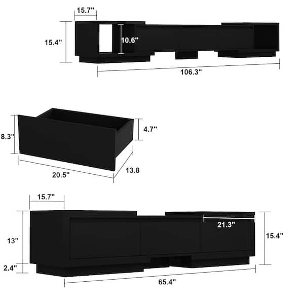 FUFU&GAGA Extendable TV Stand Entertainment Center Black FUFU&GAGA Extendable TV Stand Entertainment Center Black