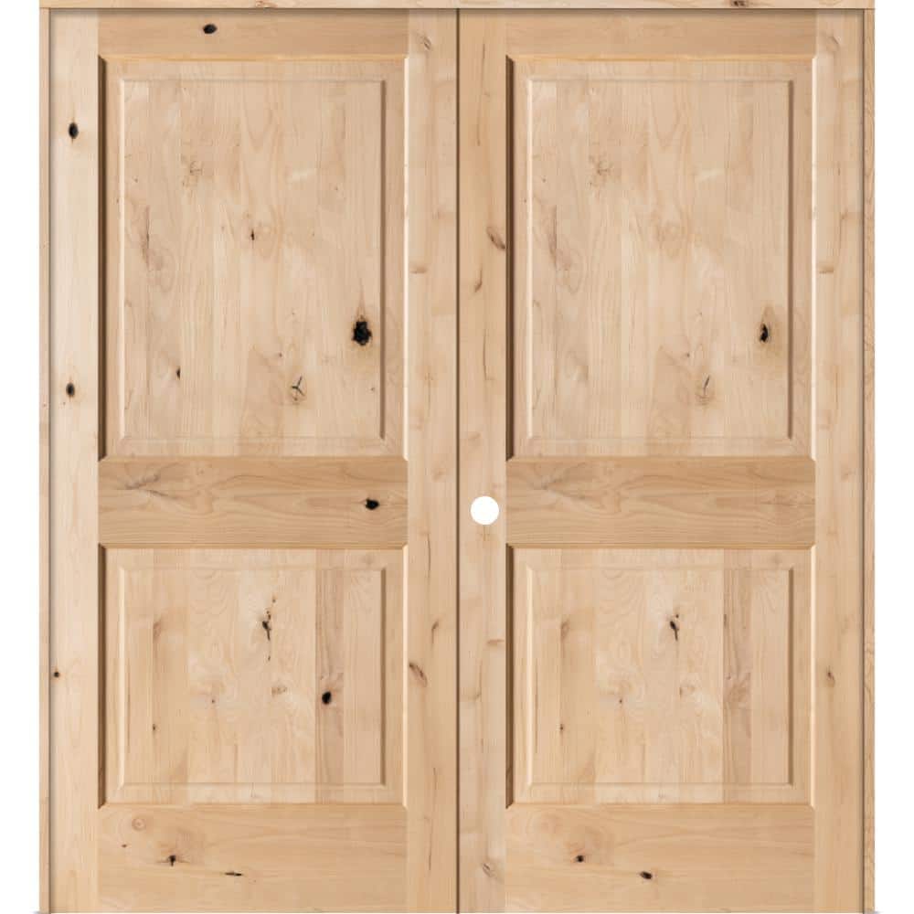 Krosswood Doors 72 in. x 80 in. Rustic Knotty Alder Solid Core Double ...
