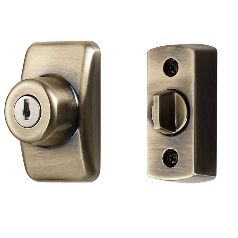 IDEAL SECURITY Keyed Deadbolt Antique Brass BKGLKAB - The Home Depot