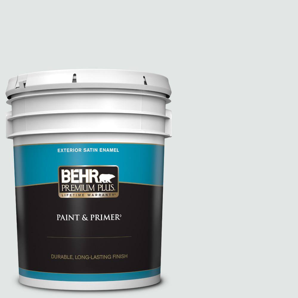 BEHR PREMIUM PLUS 5 gal. #BL-W02 Ice Sculpture Satin Enamel Exterior ...