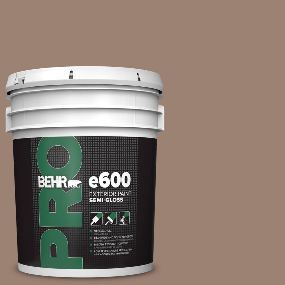 BEHR PRO 5 gal. #N190-5 Frontier Brown Semi-Gloss Exterior Paint ...
