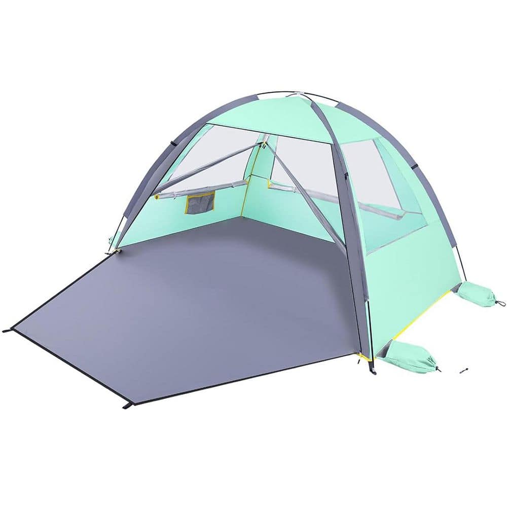Phewnyzo 7 ft. x 7 ft. Blue Beach Tent with UPF 50 plus UV Protection ...