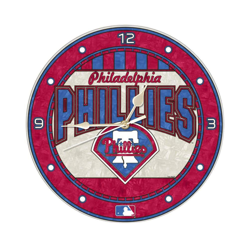 The Memory Company MLB -12 in. Novelty Phillies Art Glass Clock MLB-PPH ...