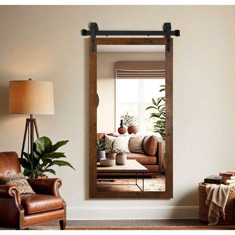 Rayne Mirrors (33 in. W x 66 in. H) Light Brown Modern Rustic Vertical ...