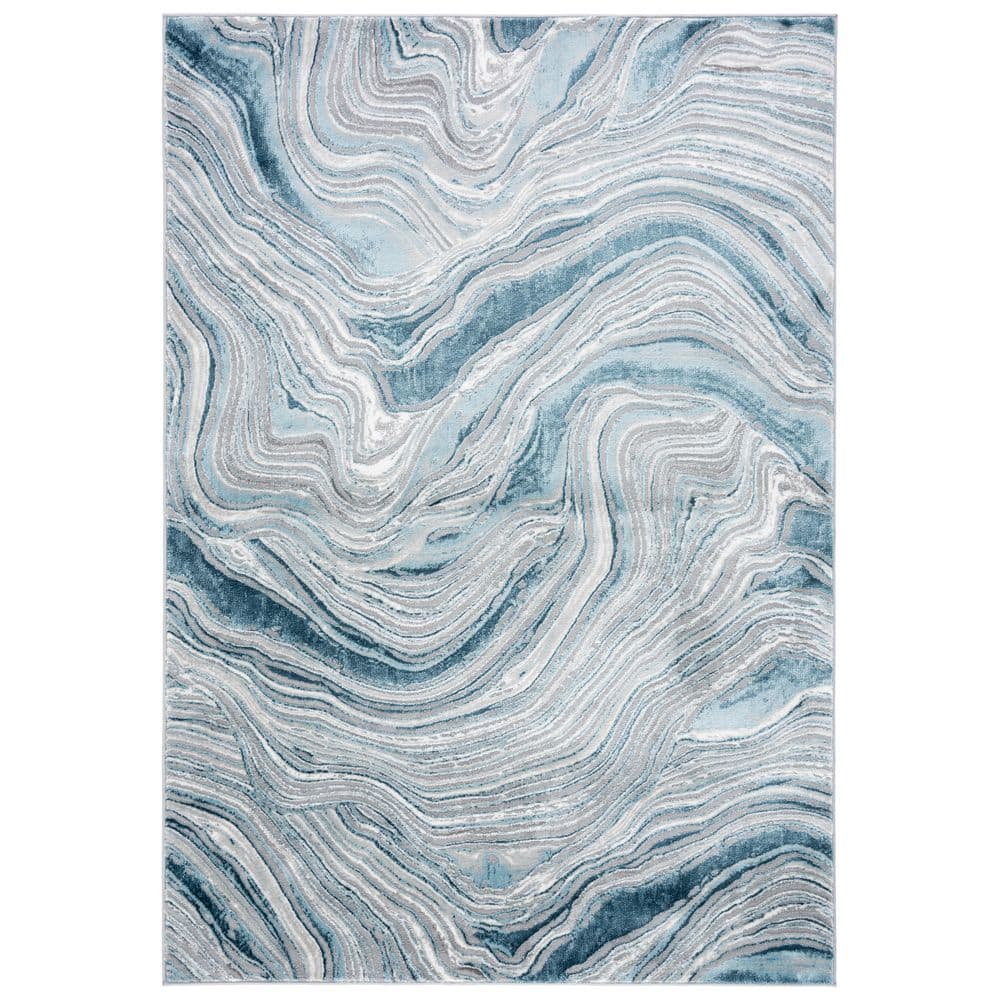 SAFAVIEH Meadow 4 ft. x 6 ft. Blue/Gray Marble Swirl Area Rug MDW564N-4 ...