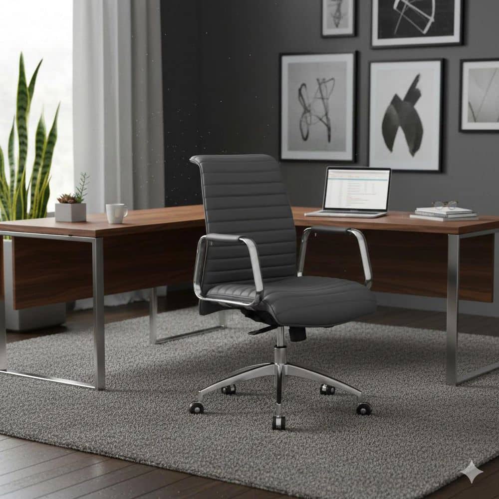 HOME IMPORTS EMPORIUM 46 in. H Faux Leather Adjustable Height Ergonomic ...