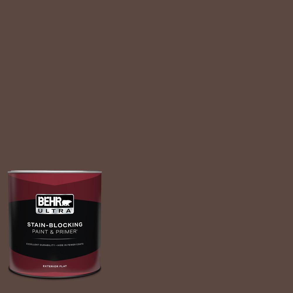 BEHR ULTRA 1 qt. #N170-7 Baronial Brown Flat Exterior Paint & Primer ...