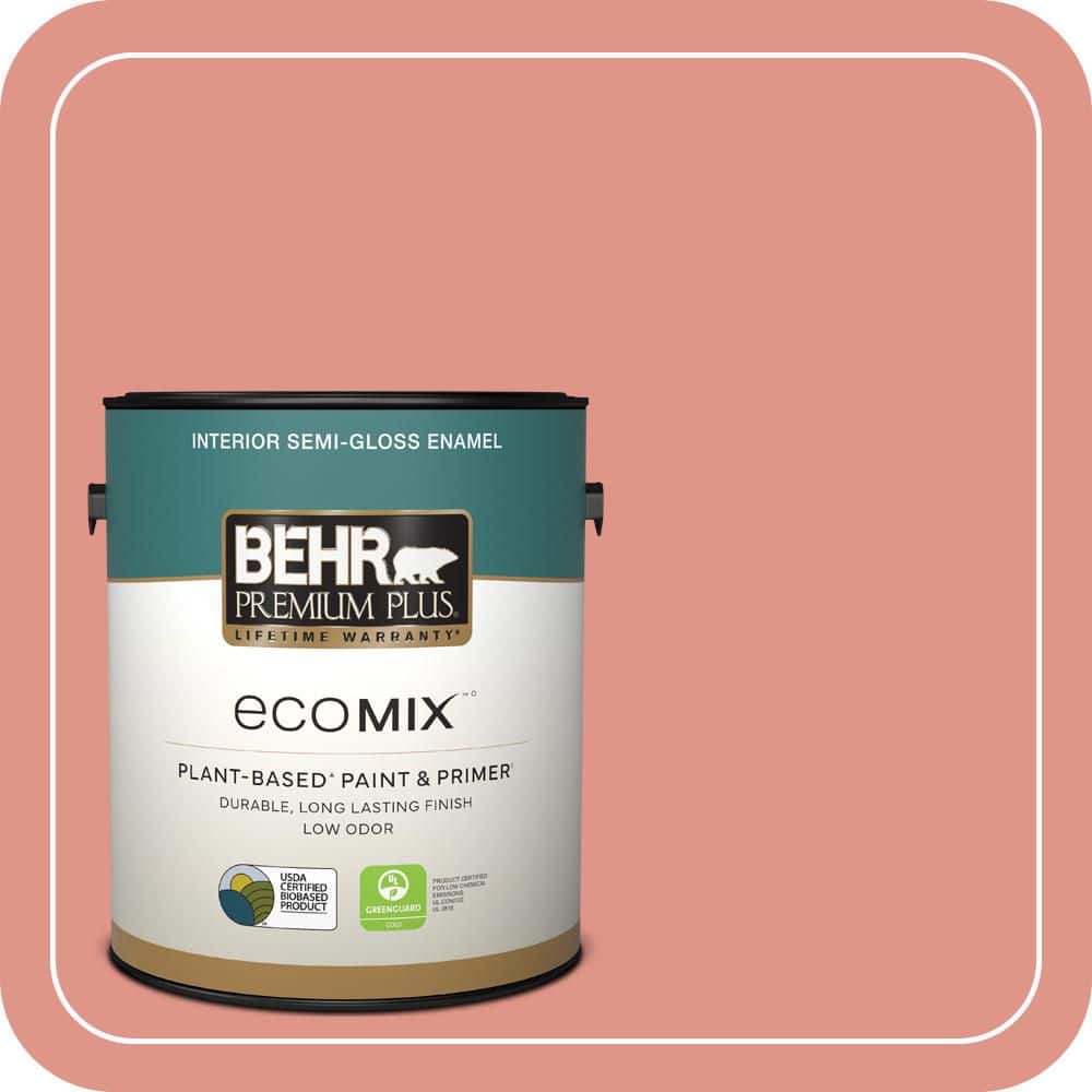 BEHR PREMIUM PLUS 1 gal. #BIC-18 Fresh Watermelon Semi-Gloss Enamel ...
