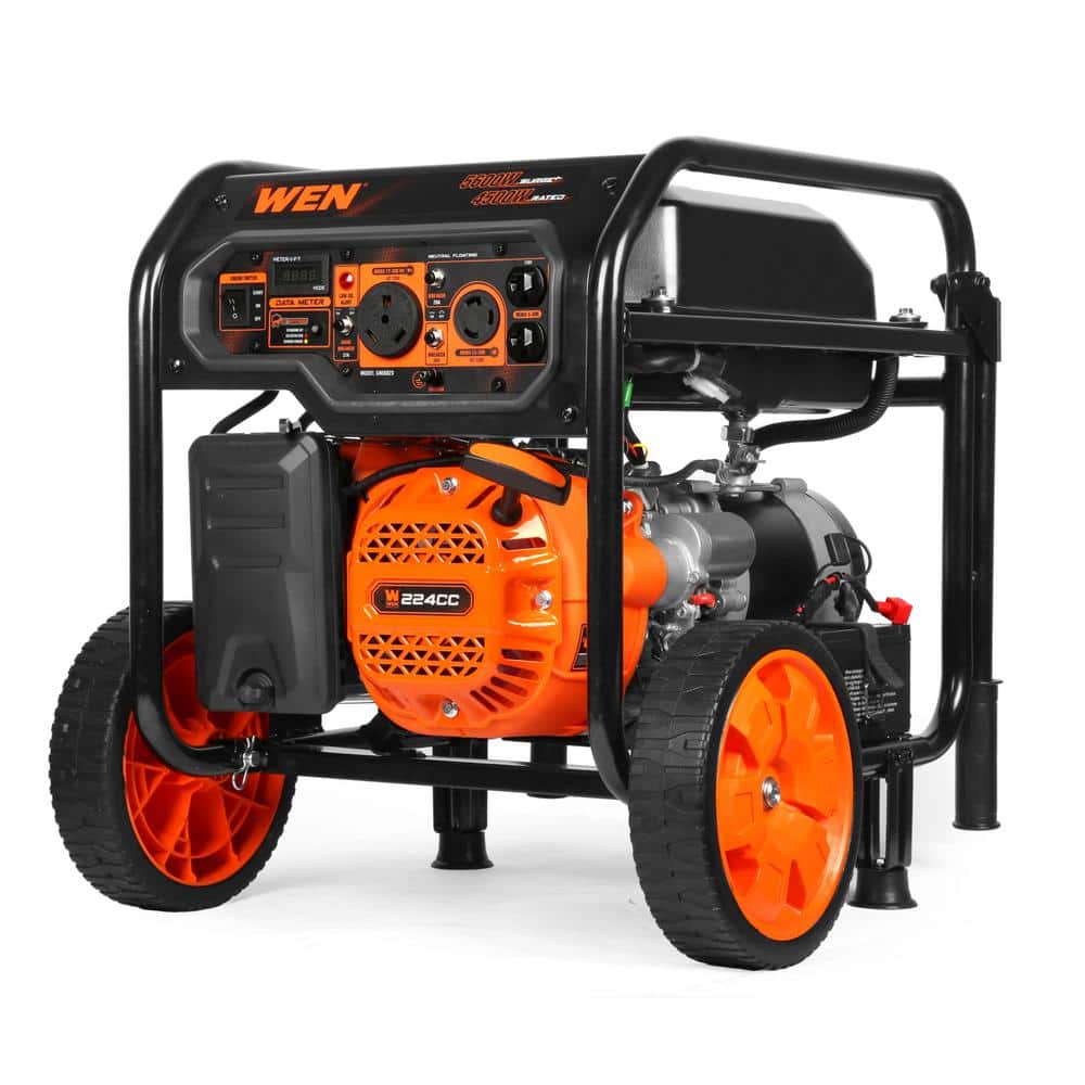 WEN 5,600-Watt Portable Gasoline Generator with Wheel Kit, Electric ...
