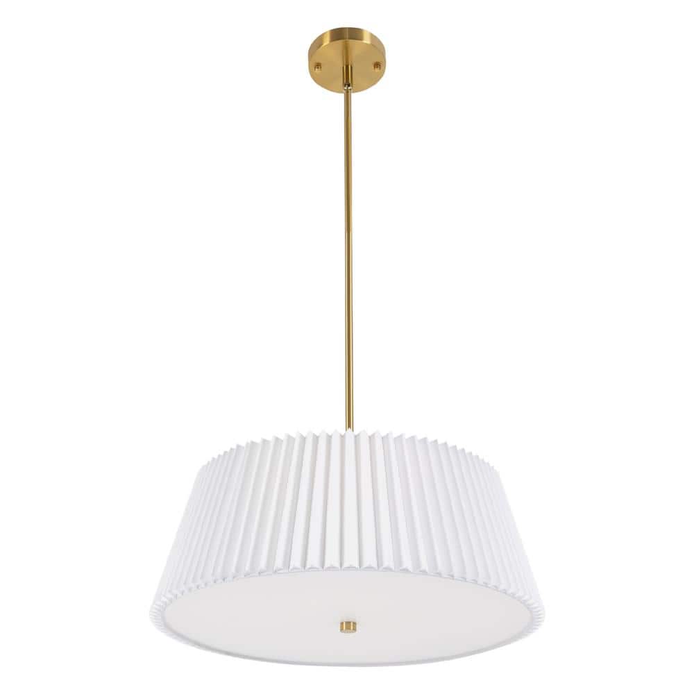OUKANING 4-Light Gold 17.71 in. Modern Pendant Light with White PVC ...