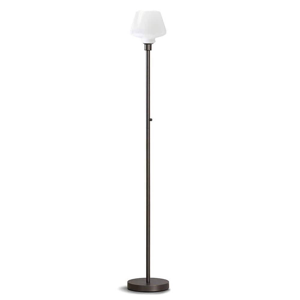 HomeGlam Cafe 71 in. Dark Bronze LED Dimmable Torchiere Floor Lamp with ...